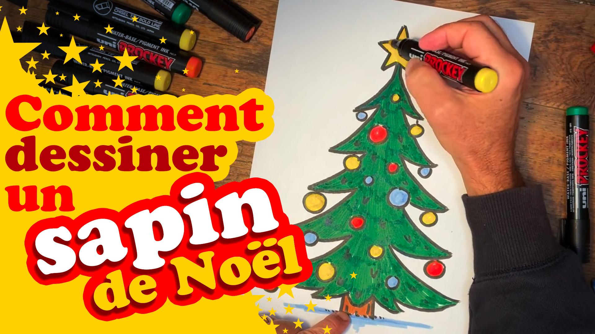 Comment dessiner un sapin de Noël étape par étape, facile